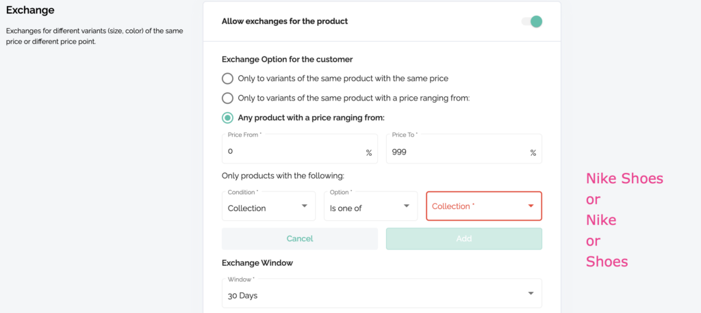 Return Policy to Exchange a product for another product from the same ...